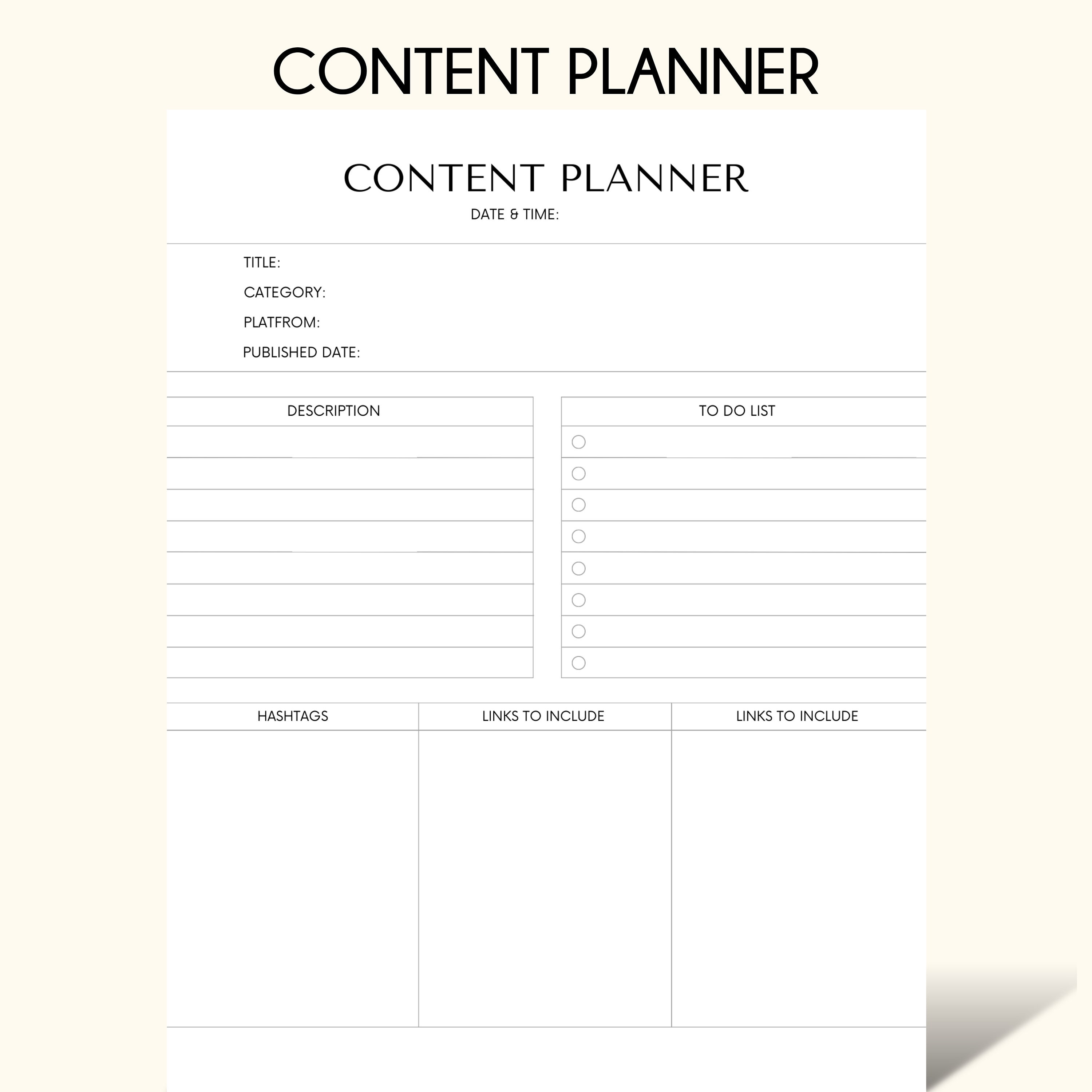 Minimal Content Planner Social Media Planner Printable Social - Etsy