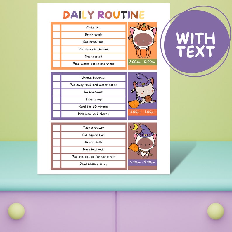 Witchy Kids Daily School Checklist Printable Chore Chart for Kids, Kids ...