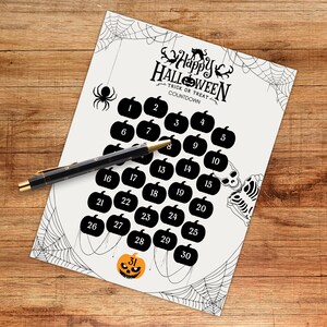 Halloween Countdown Calendar Printable Halloween Wall Art, Halloween ...