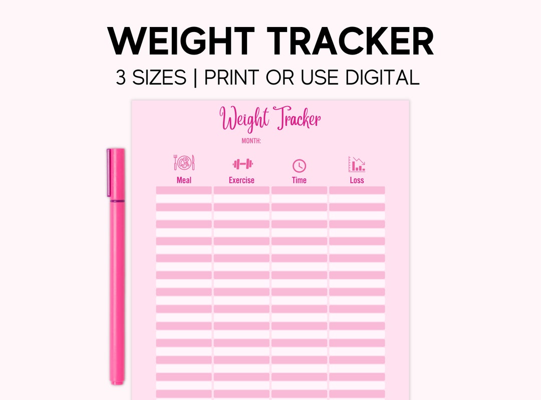 UNDATED Pale Pink Digital Weight Loss Tracker Fitness Planner, Exercise ...