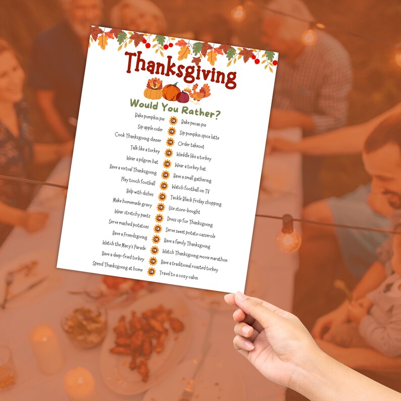 Thanksgiving Would You Rather Game, Would You Rather, Thanksgiving ...