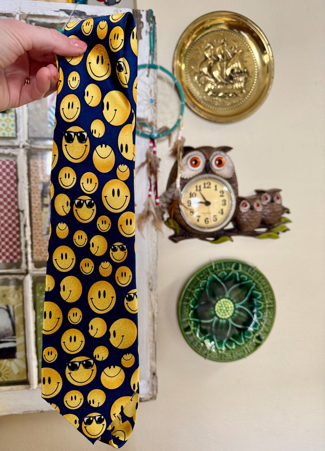 Vintage 90s Smiley Face Necktie 100% Silk Retro Tie 1990s Men’s Tie - Etsy