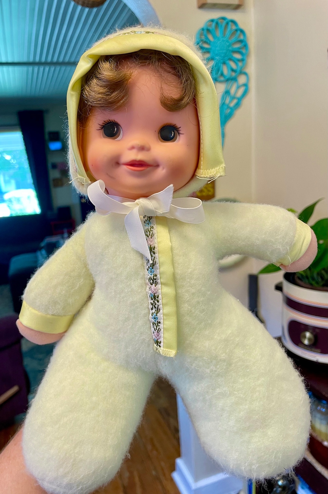 Vintage 1983 Doll Mattel Babies First Snuggle Plush Doll. Yellow With ...