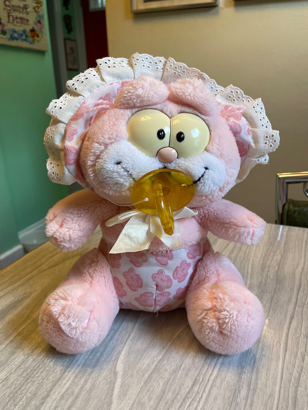 Vintage 1981 Pink Garfield Babykins Plush Toy. With Pacifier. Garfield ...