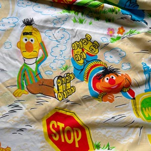 Vintage Sesame Street Twin Flat Bedsheet 1970s 1980s Kids Bedding Decor ...