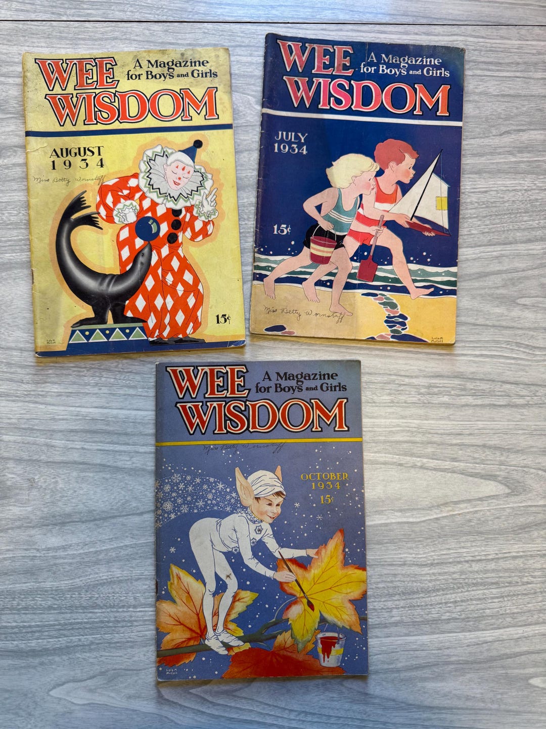 Vintage 1934 Wee Wisdom Kids Magazine. July, August and October Issues ...