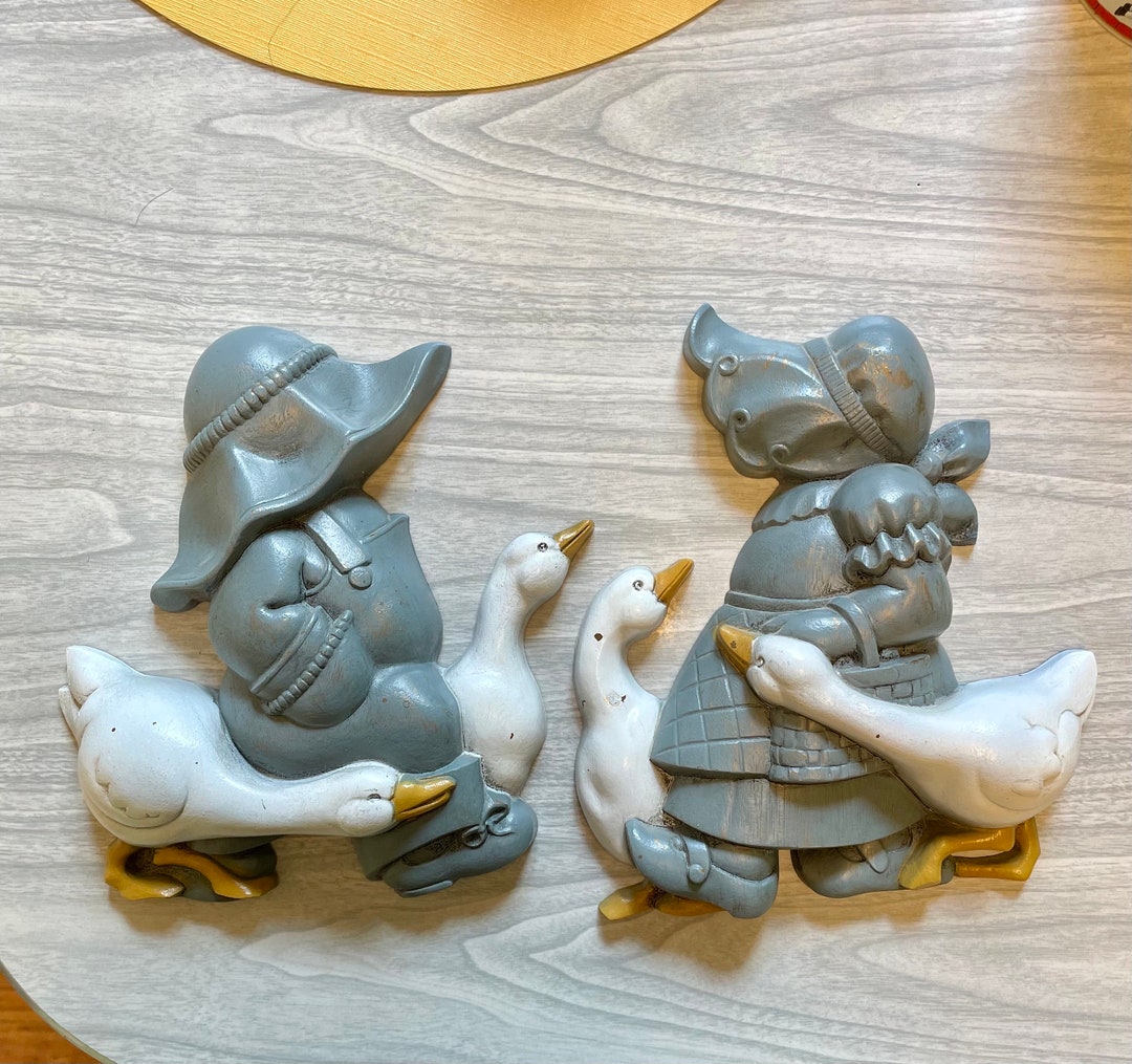 Vintage 1980s Boy and Girl With Geese Plastic 3D Wall Hanging Decor ...