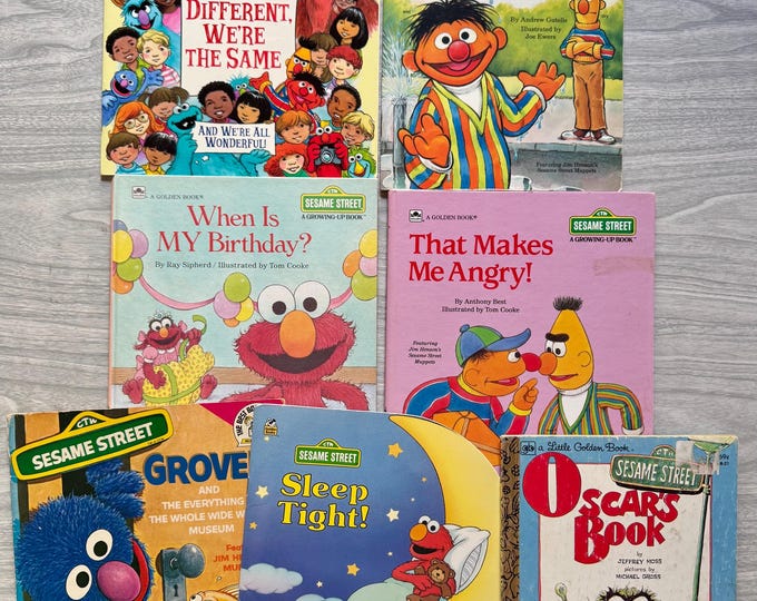 Vintage 70s to 90s Sesame Street Kids Books. Seven Books. Retro Sesame ...
