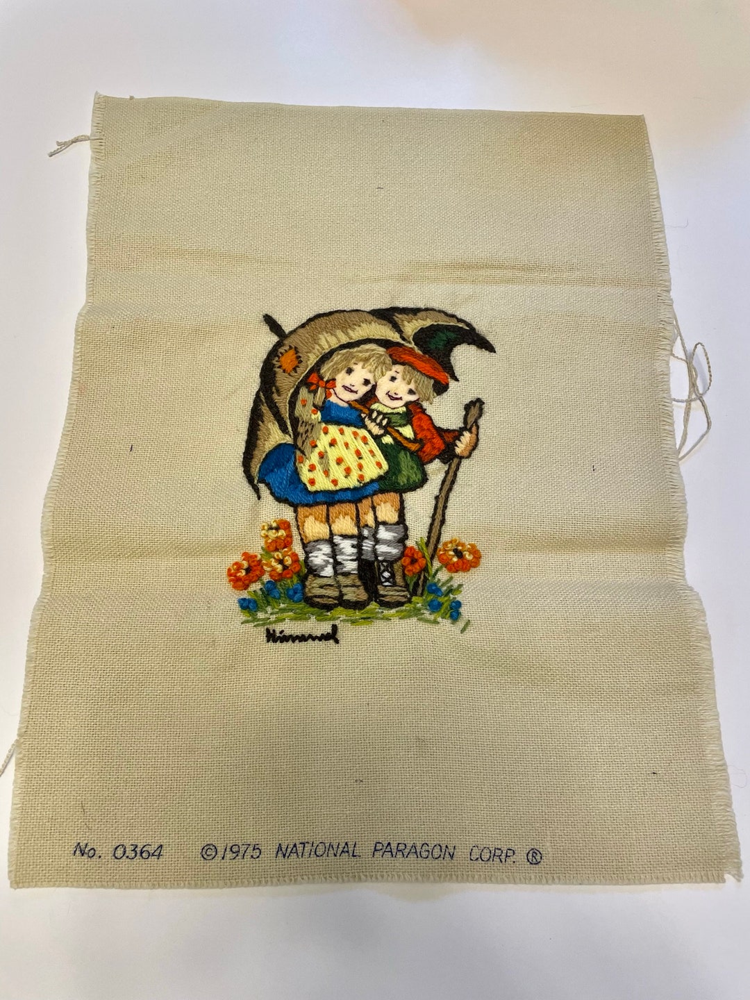 Vintage Hummel Crewel Embroidery. 70s Kids. 70s Wall Decor. Needs ...