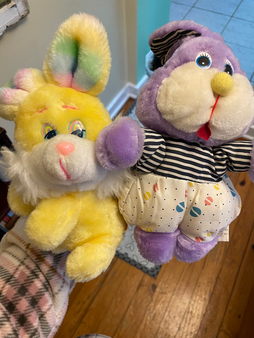 Two Vintage Easter Bunny Plush Toys. Easter Kitsch. Retro Easter Decor ...