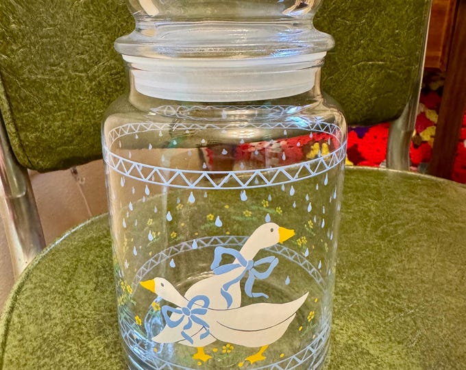 Vintage Country Goose Glass Storage Container. Seven Inches Tall. 1980s ...