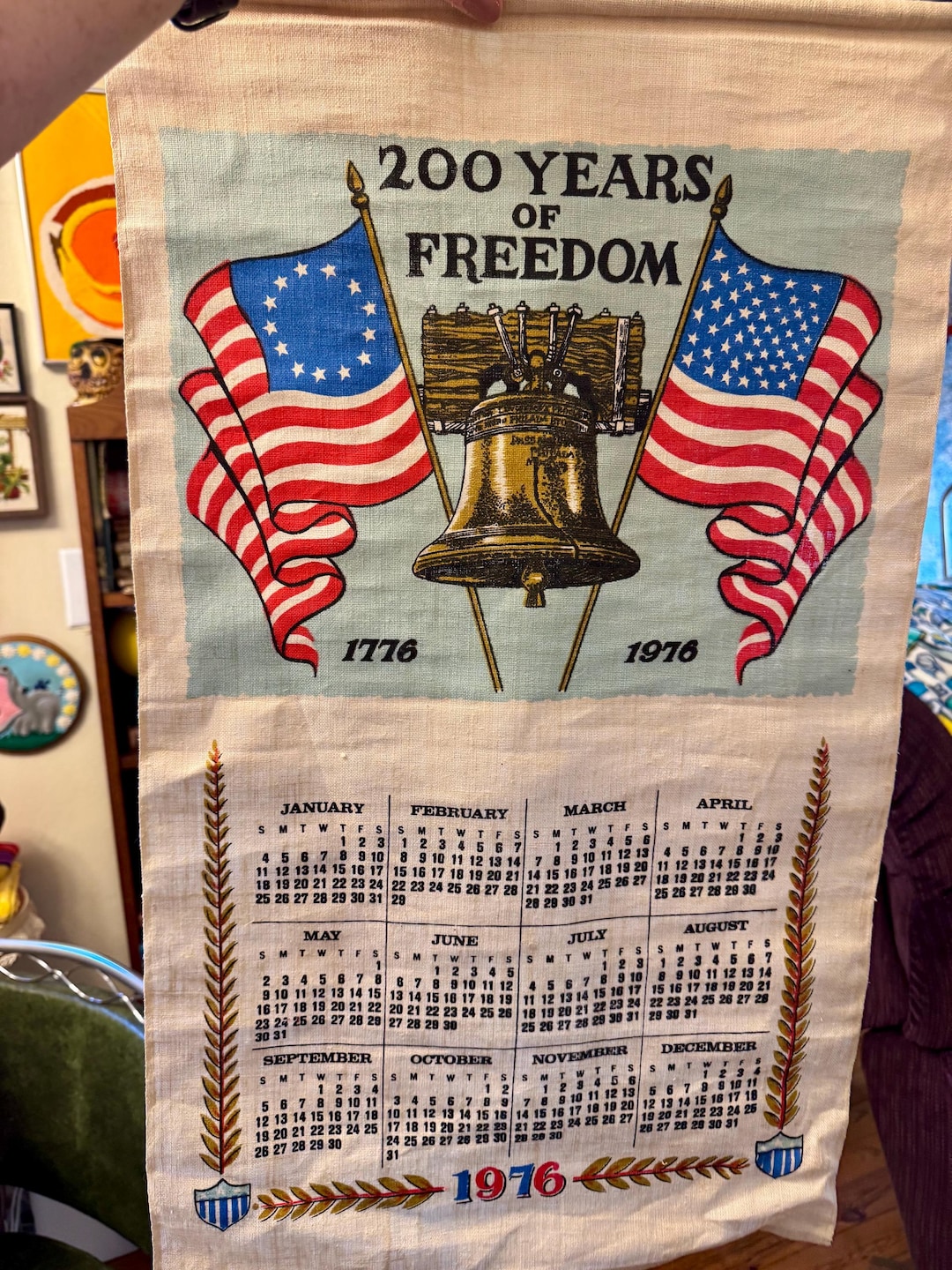 Vintage 1976 Cloth Wall Calendar. 200 Years of Freedom With American ...