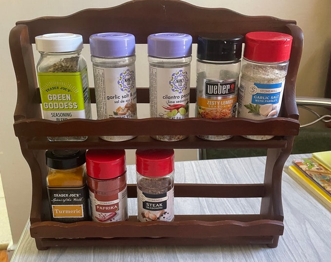 Vintage 70s Boho Kitchen Spice Rack. Retro Wooden Kitchen Storage - Etsy