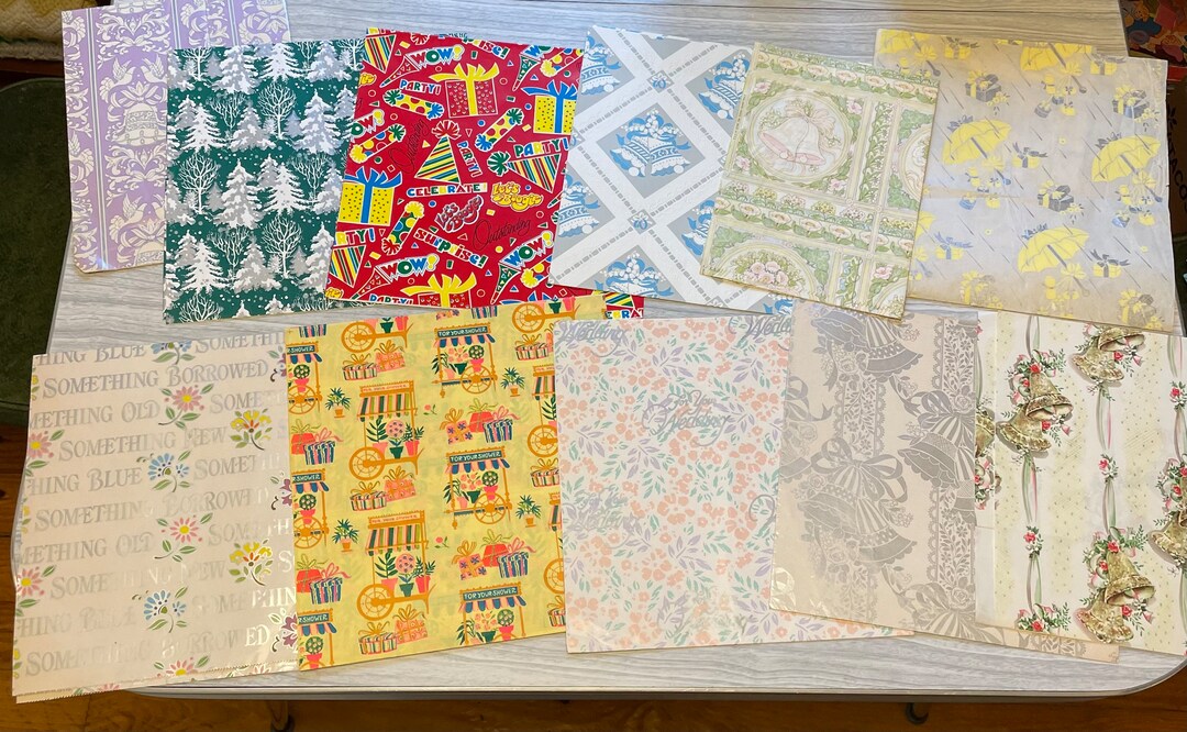 Vintage Gift Wrapping Paper. 1970s-1990s. Mostly Bridal Retro Paper ...