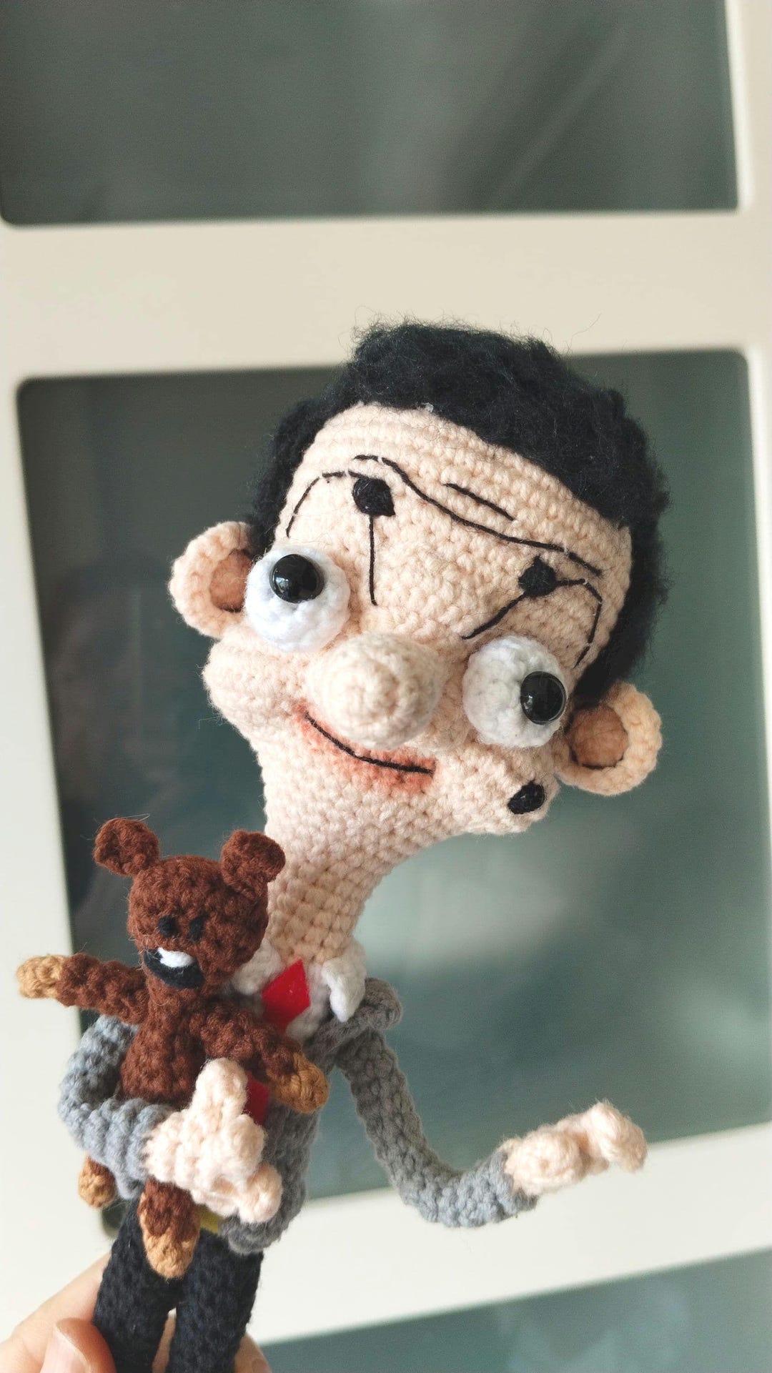 Mr Bean and Teddy Bear Amigurumi, Mr. Bean Finished, Mr. Bean Crochet ...