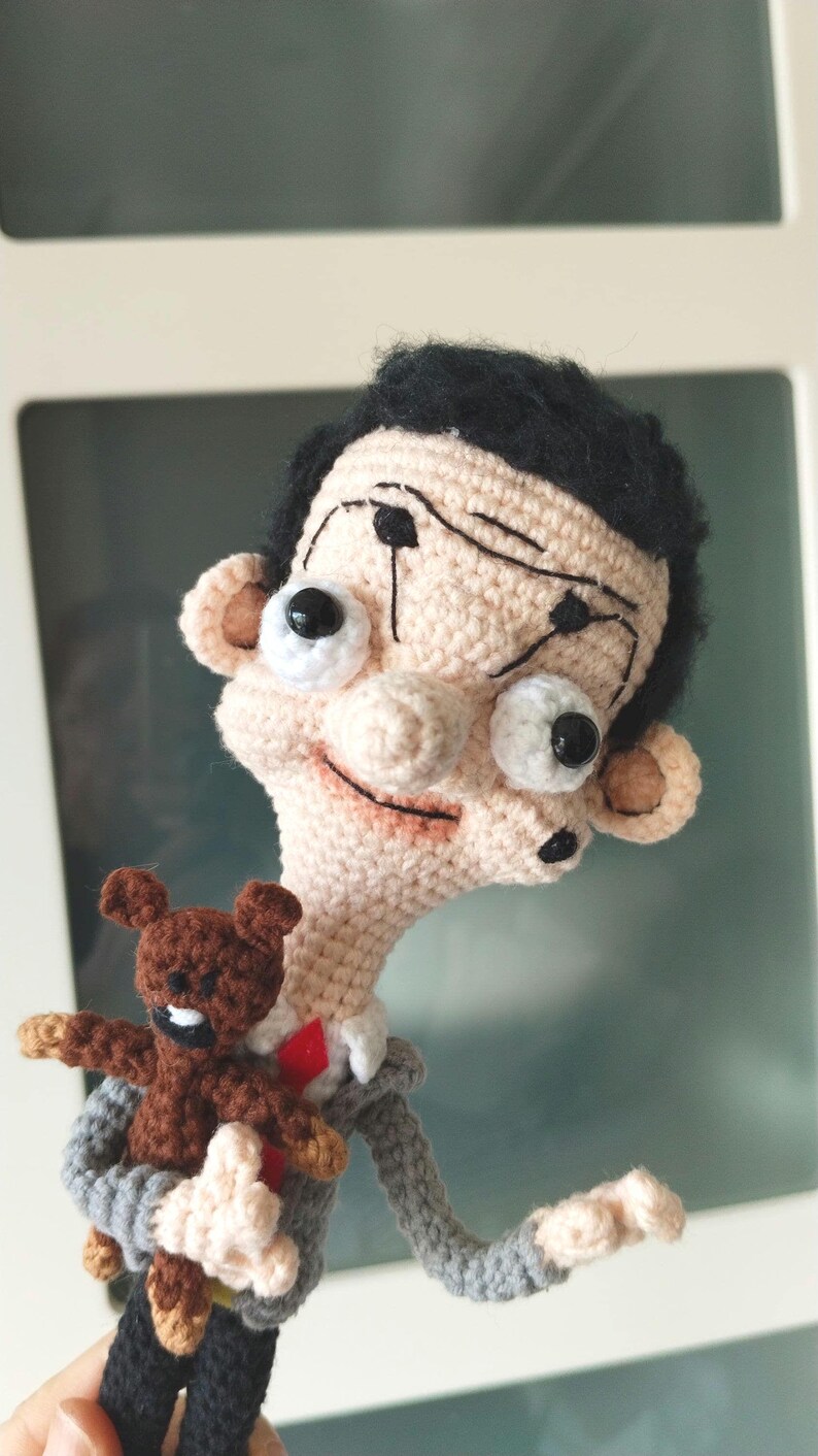 Mr Bean and Teddy Bear Amigurumi, Mr. Bean Finished, Mr. Bean Crochet ...
