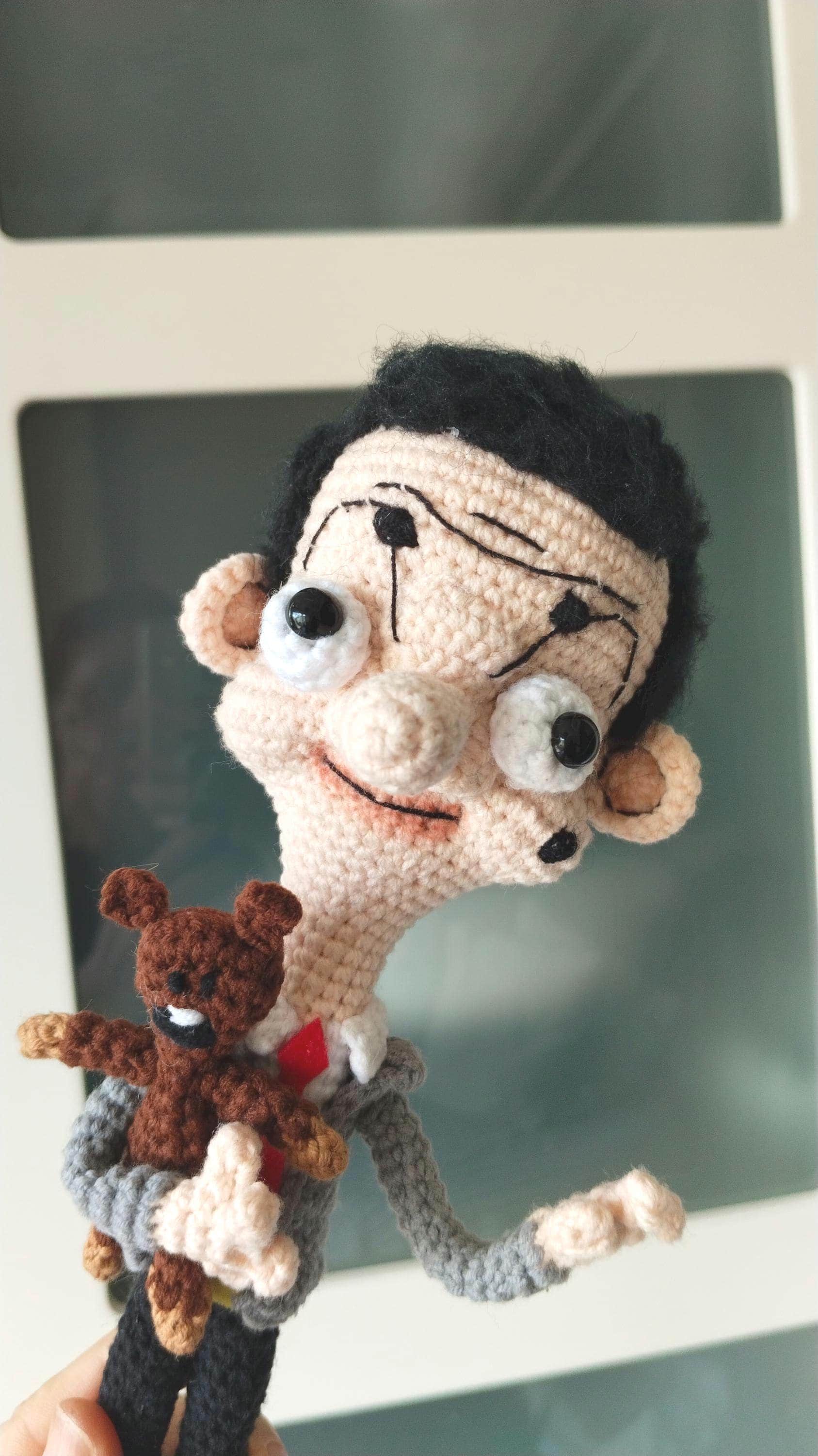 Mr Bean and Teddy Bear Amigurumi, Mr. Bean Finished, Mr. Bean Crochet ...
