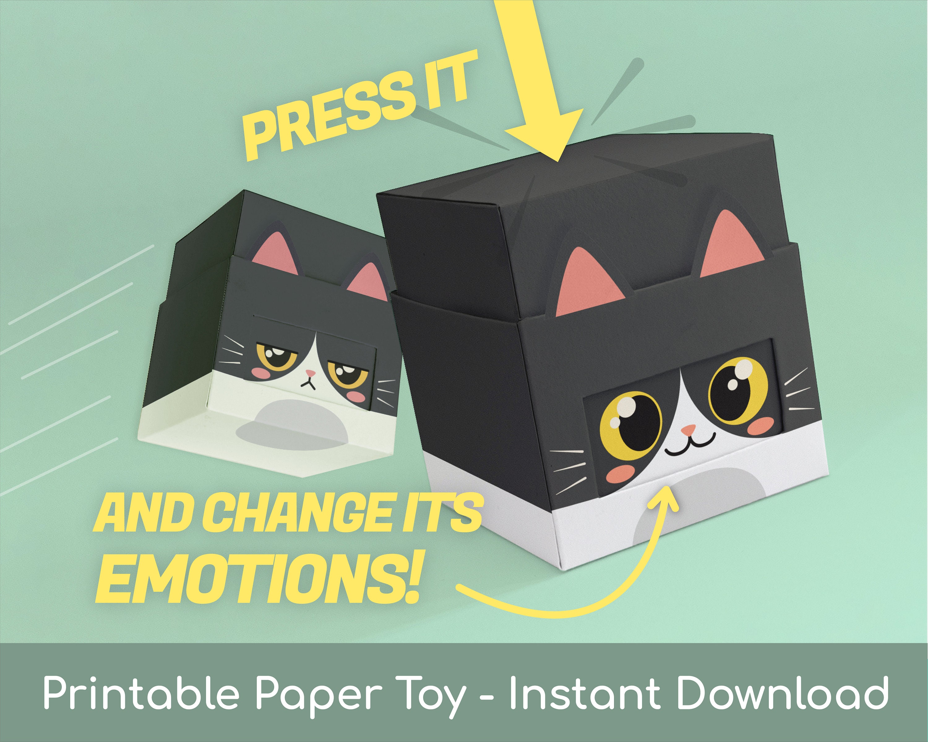 Pepakubo Emoji Cube (cat) | Cute Face Swapping Kawaii Paper Box ...