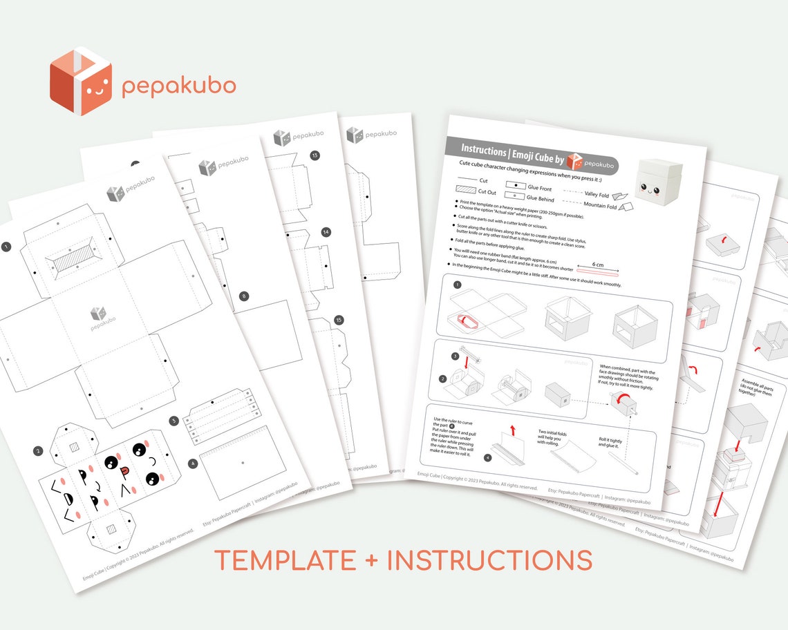 Pepakubo Emoji Cube (white) | Cute Face Swapping Kawaii Paper Box ...