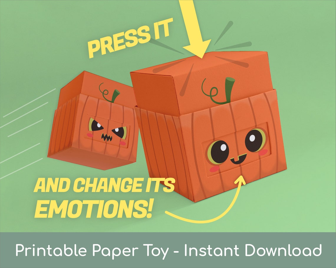 Pepakubo Emoji Cube (halloween Pumpkin) | Cute Face Swapping Kawaii Paper Automata | Printable ...