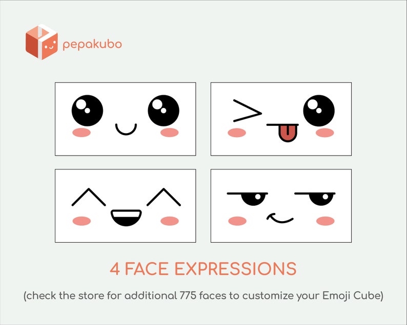 Pepakubo Emoji Cube (white) | Cute Face Swapping Kawaii Paper Box ...