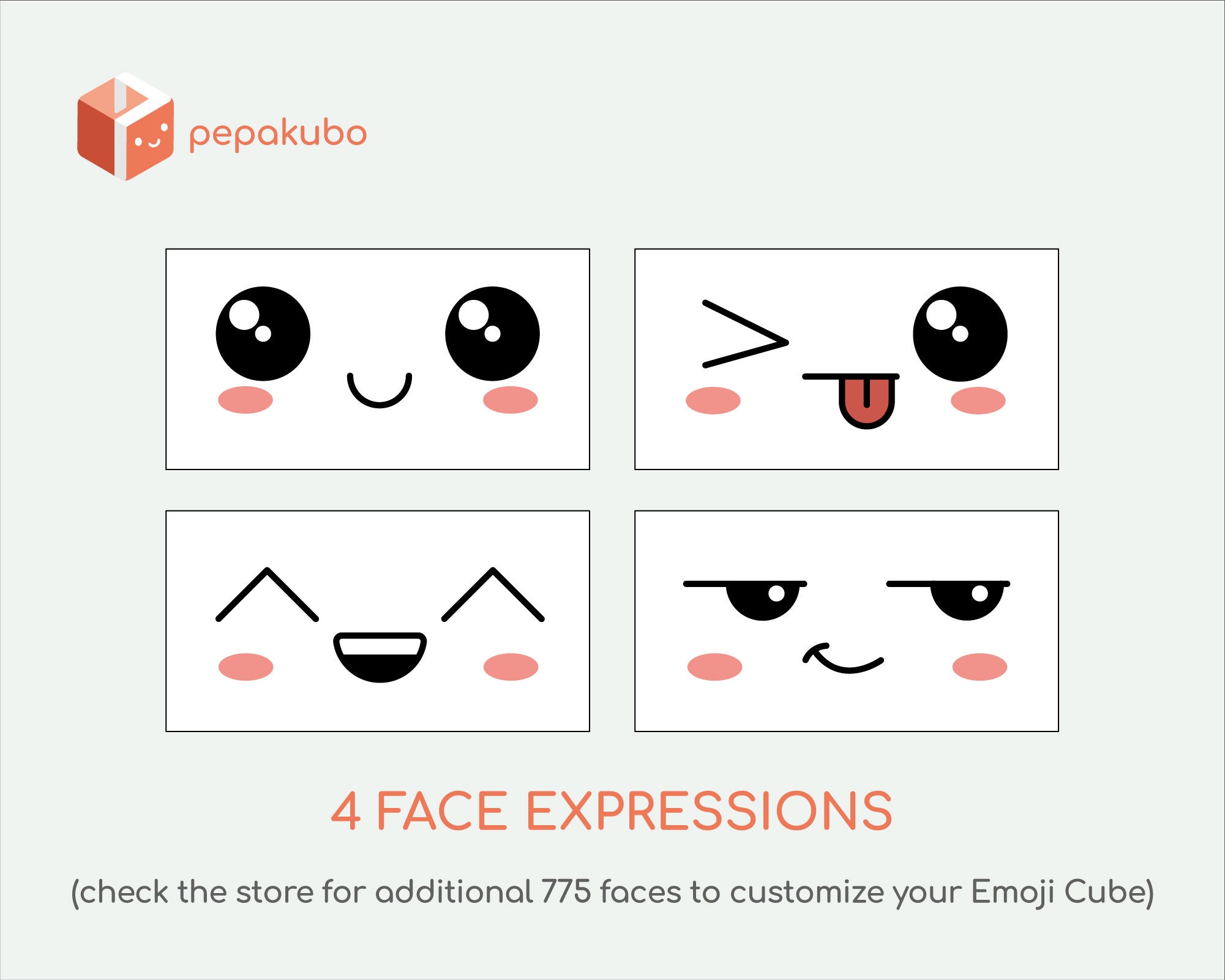 Pepakubo Emoji Cube (white) | Cute Face Swapping Kawaii Paper Box Automata | Printable ...