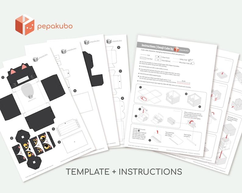 Pepakubo Emoji Cube (cat) | Cute Face Swapping Kawaii Paper Box ...