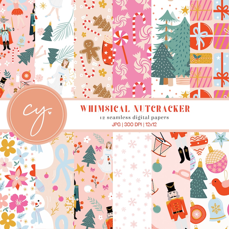 Nutcracker | Digital Paper | Seamless Digital Paper | Christmas | Pink ...