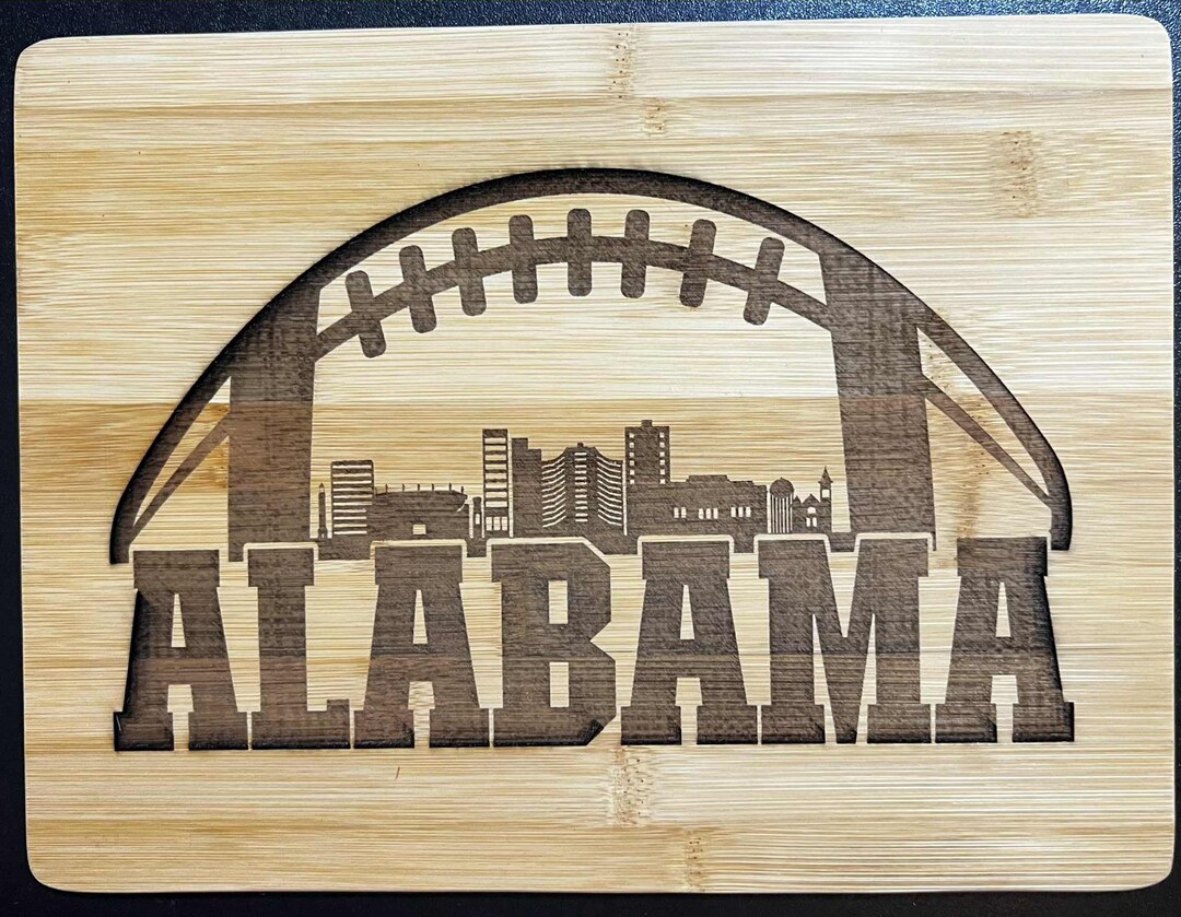 Alabama Football Engraved Bamboo Cutting Board | 12x9 Gift for Alabama ...