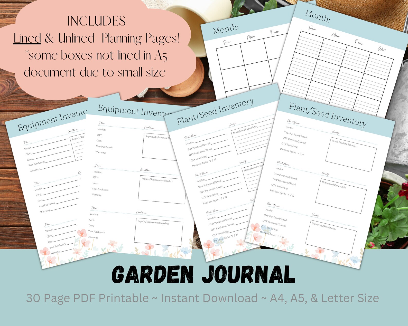 Garden Planner Printable Journal Gardening Calendar Planting - Etsy
