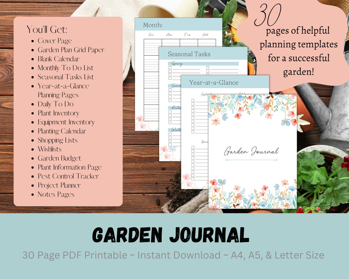 Garden Planner Printable Journal Gardening Calendar Planting - Etsy