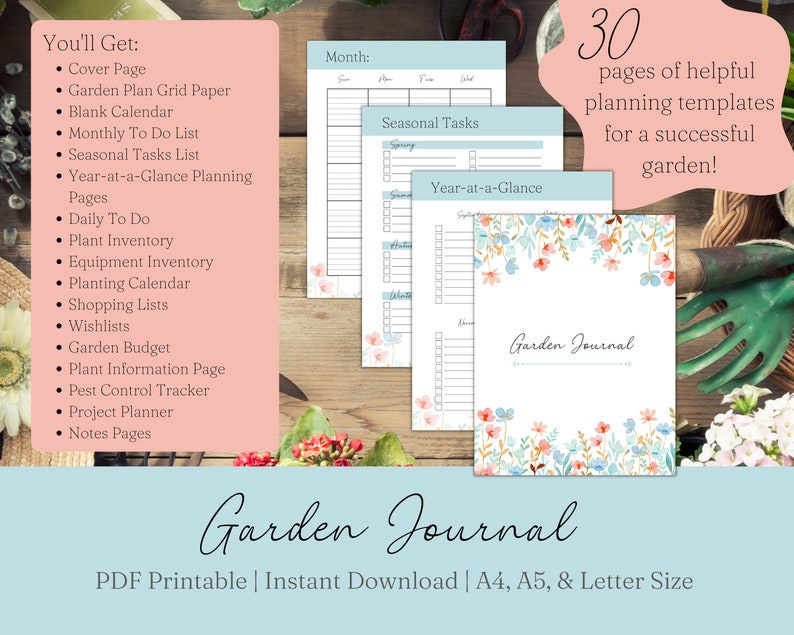 Garden Planner Printable Gardening Journal Planting Calendar Seed ...