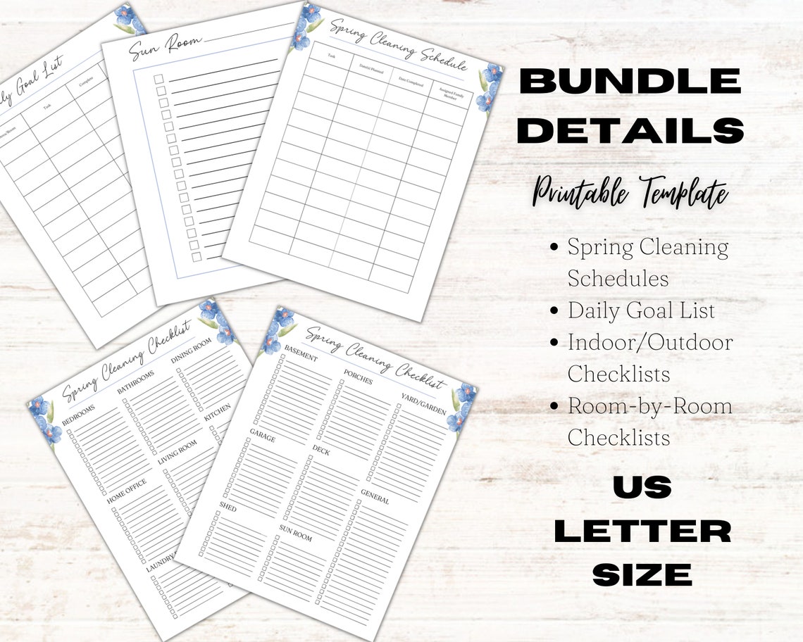 Printable Spring Cleaning Checklist Spring Cleaning Template With ...