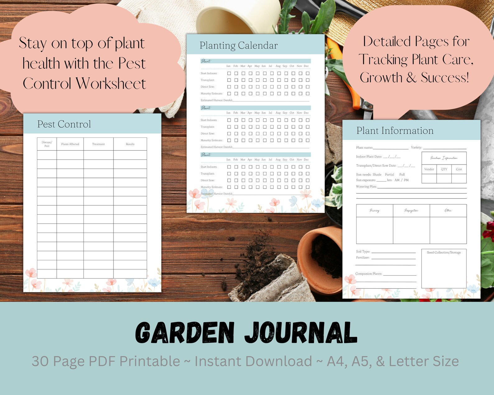 Garden Planner Printable Journal Gardening Calendar Planting - Etsy
