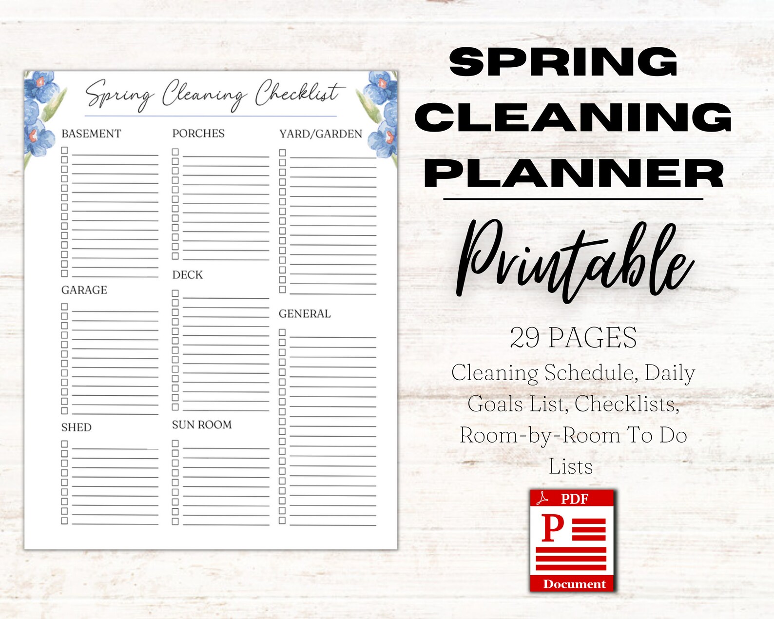 Printable Spring Cleaning Checklist Spring Cleaning Template With ...