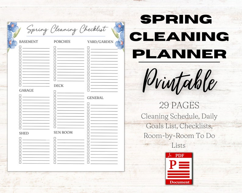 Printable Spring Cleaning Checklist Spring Cleaning Template With ...