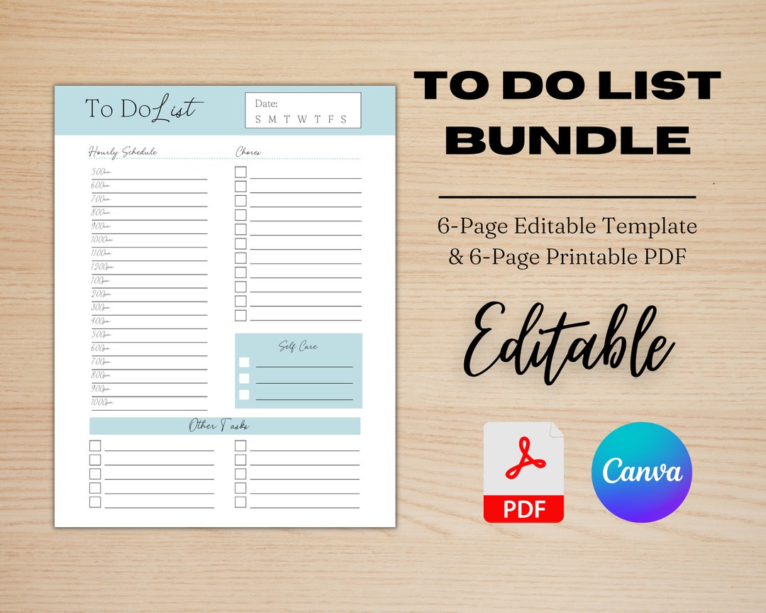 Editable and Printable to Do List and Daily Planner Bundle, Daily ...