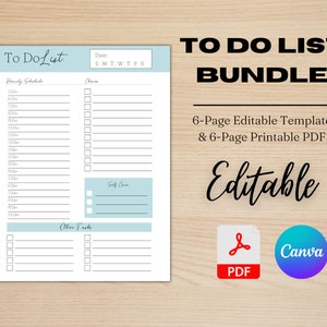 Editable and Printable to Do List and Daily Planner Bundle, Daily ...