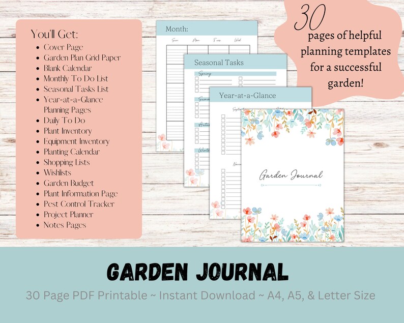 Garden Planner Printable Journal Template Garden Planting Worksheet ...