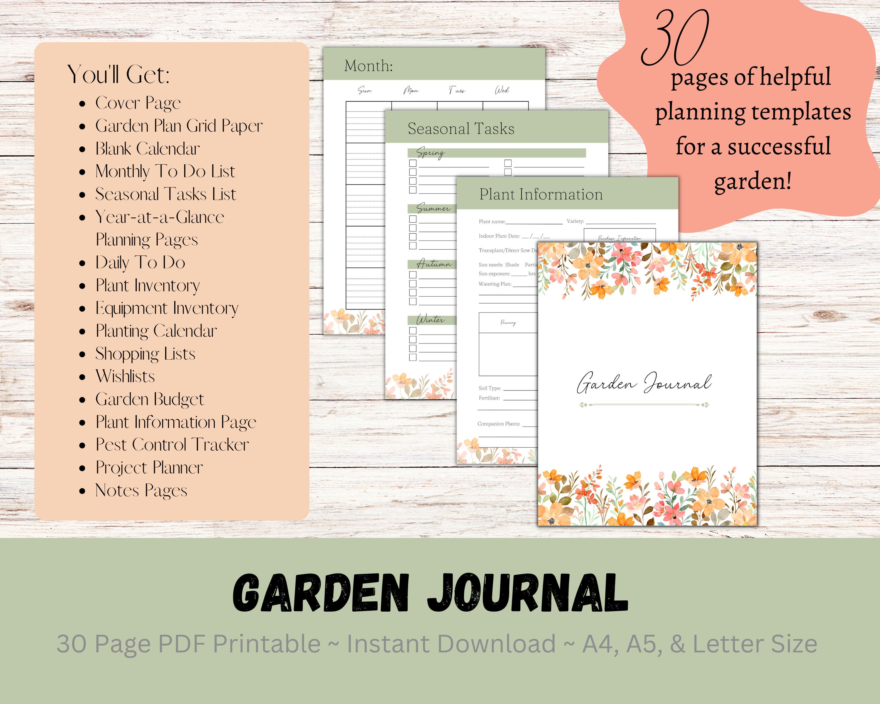 Printable Garden Planner Instant Download Garden Journal to Do List ...
