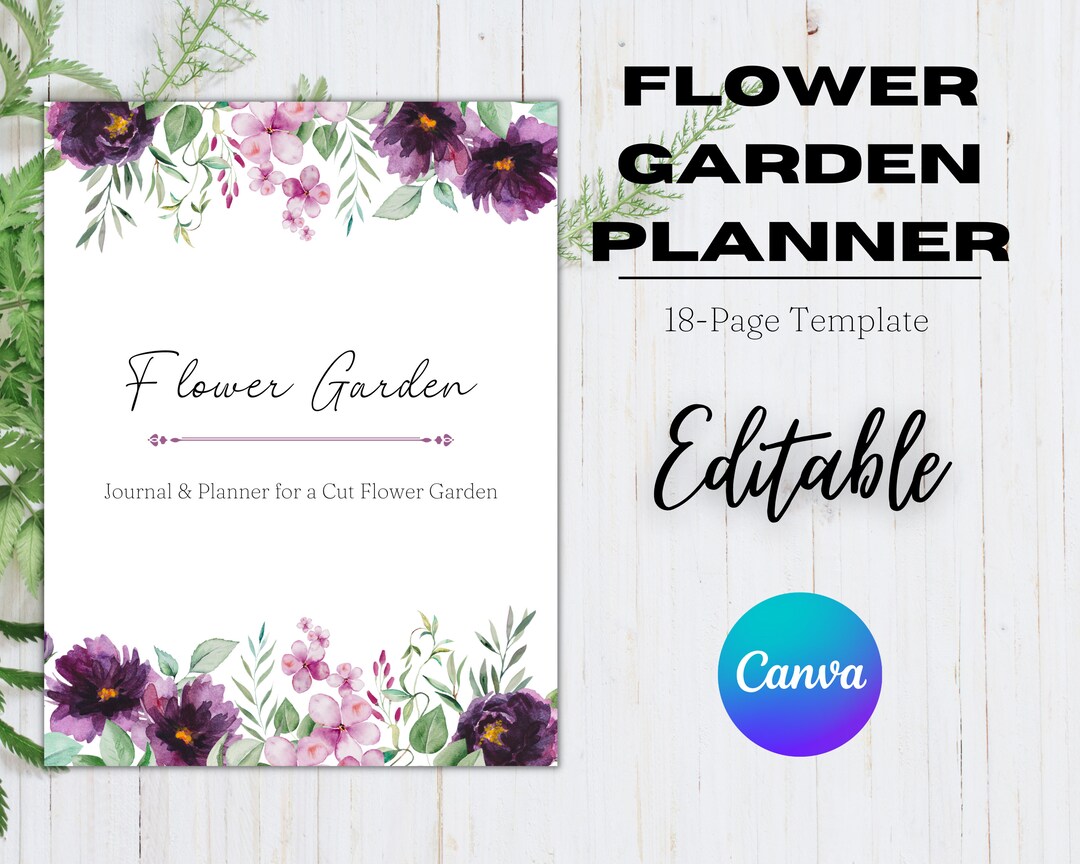 Editable Garden Journal for Vegetable or Flower Garden, Canva Template ...