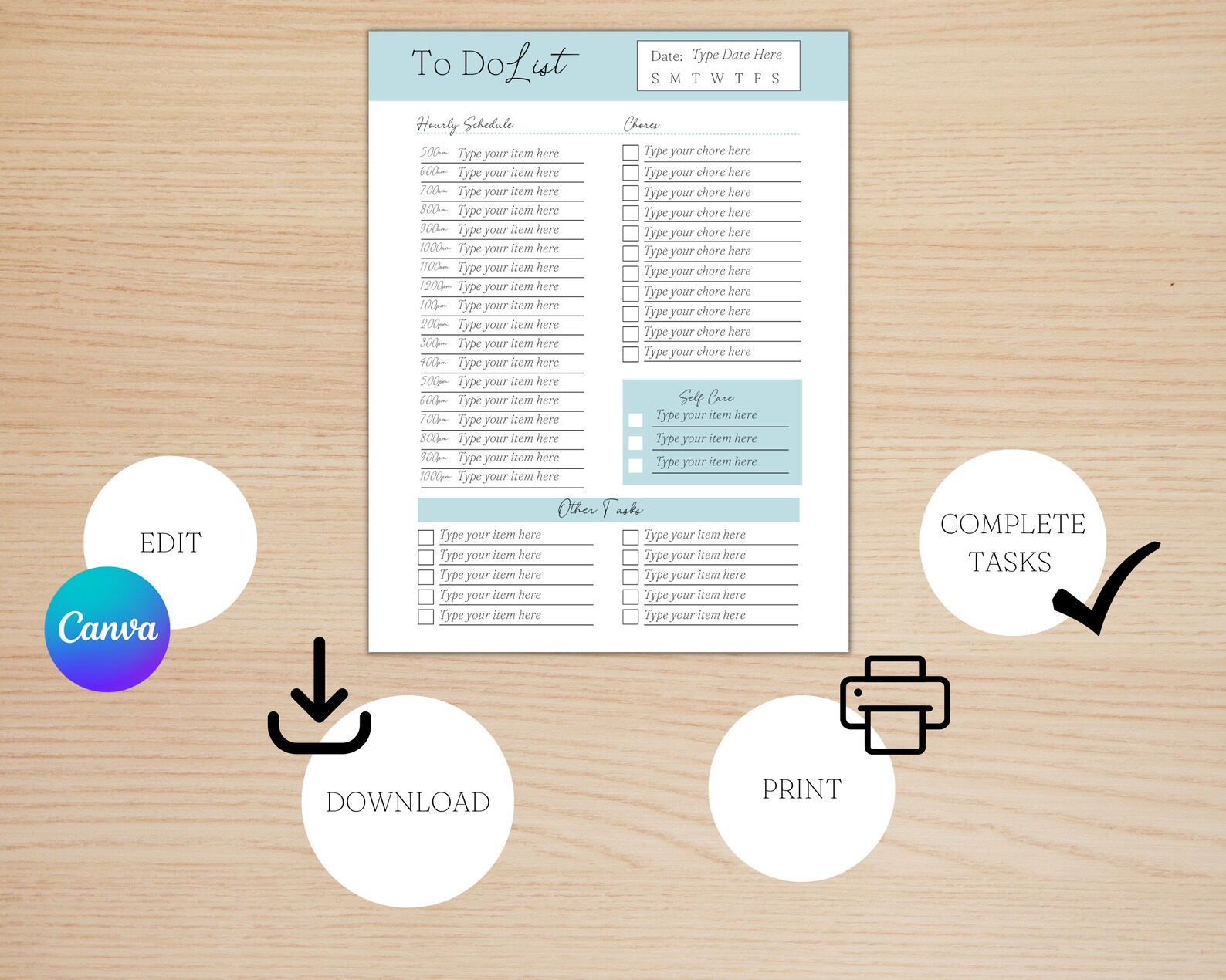 Editable and Printable to Do List and Daily Planner Bundle, Daily ...