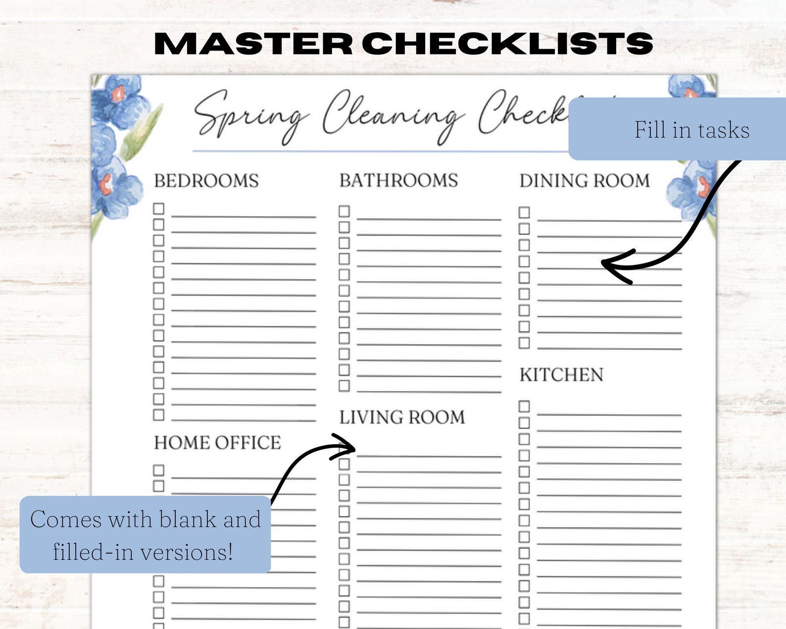 Printable Spring Cleaning Checklist Spring Cleaning Template With ...