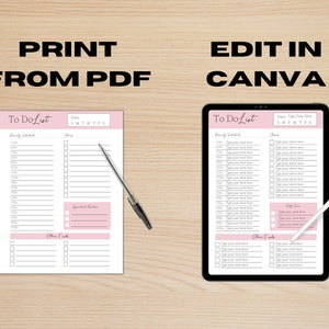 Editable and Printable to Do List and Daily Planner Bundle, Daily ...