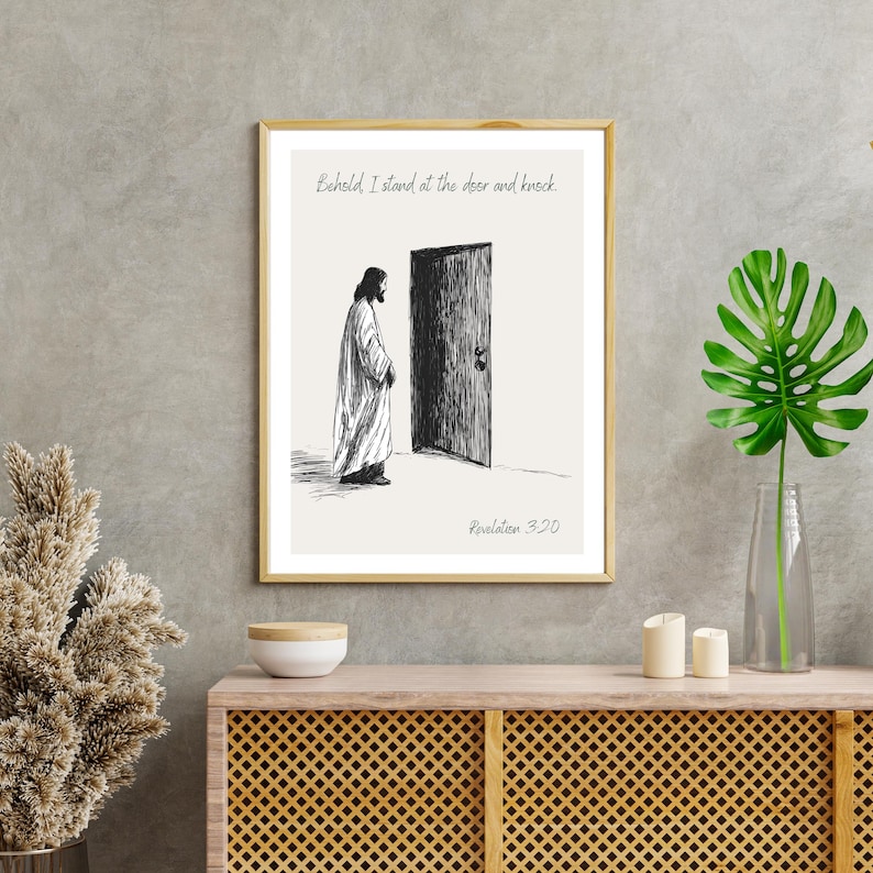 Jesus Knocking at the Door Wall Art - Revelation 3:20 Print - Christian ...