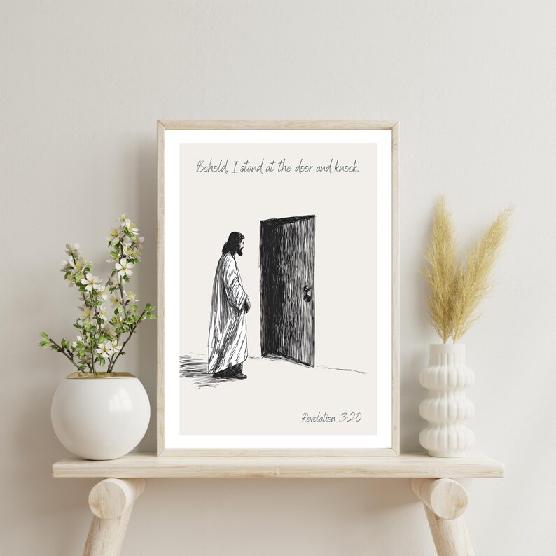 Jesus Knocking at the Door Wall Art - Revelation 3:20 Print - Christian ...