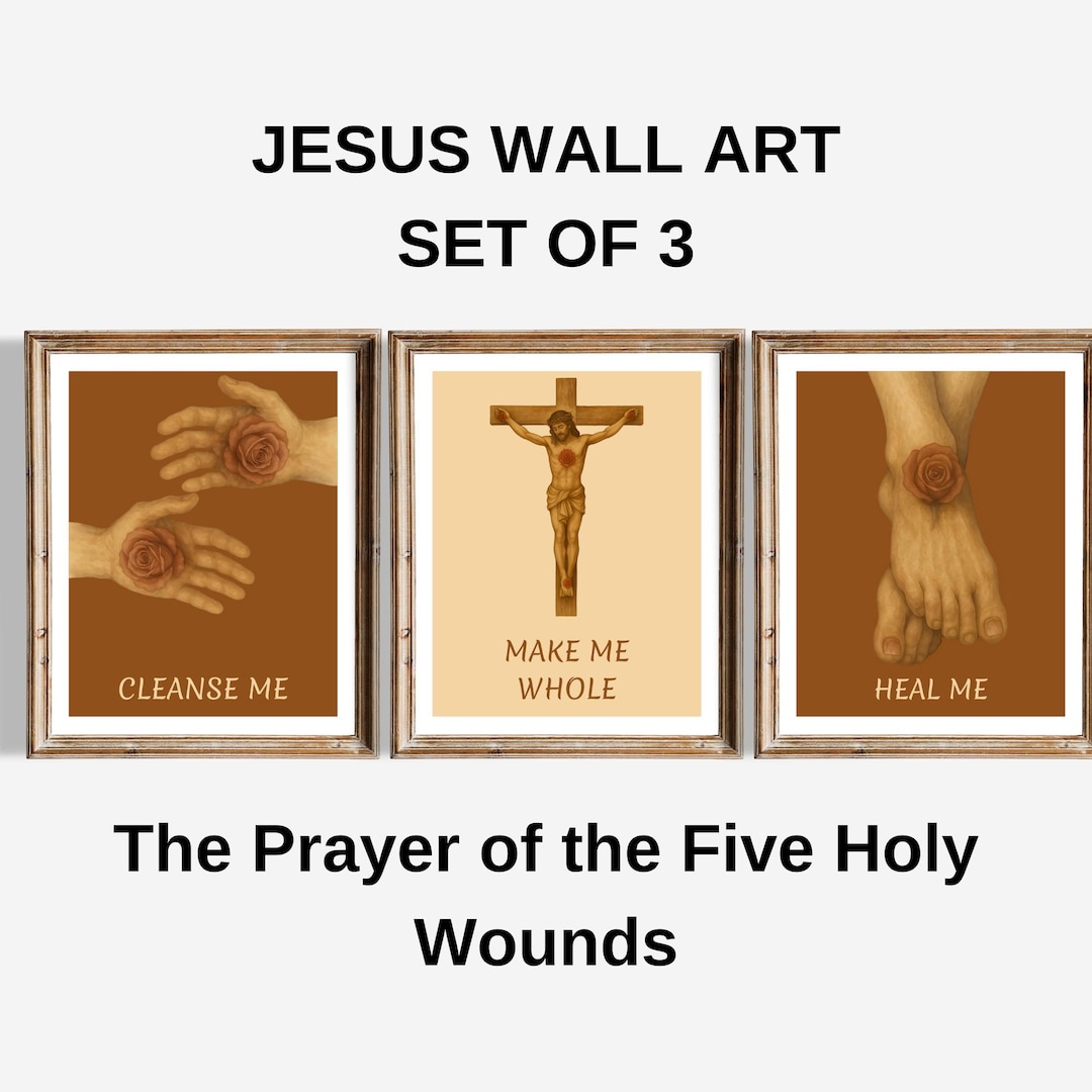 The Five Holy Wounds of Jesus Wall Art Set | Crucifixion Printable ...