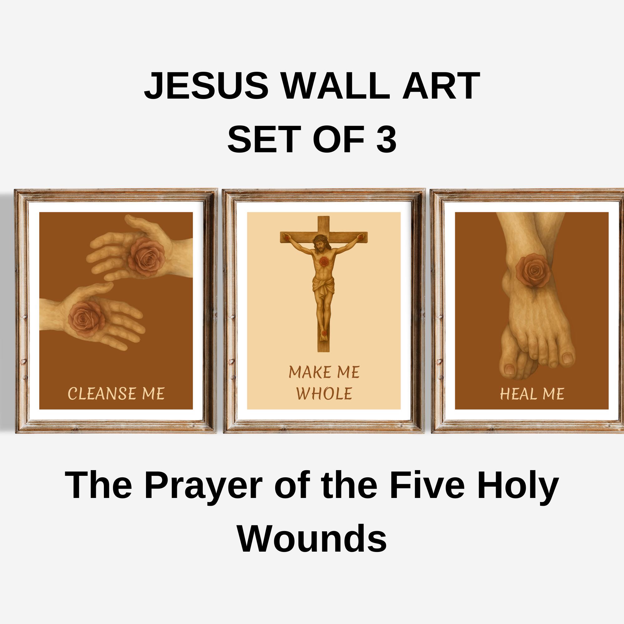 The Five Holy Wounds of Jesus Wall Art Set | Crucifixion Printable ...