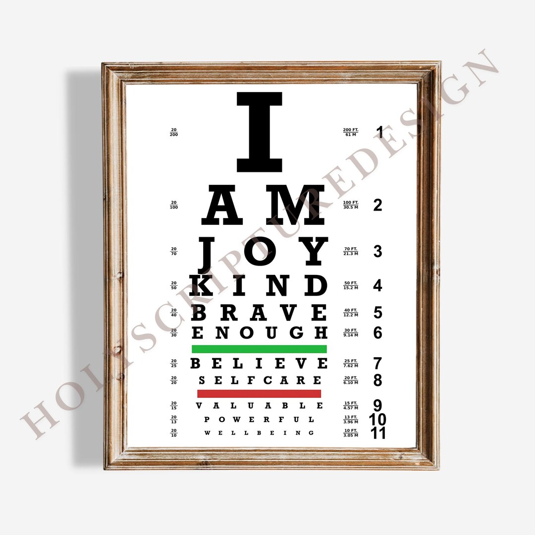 Self Love Eye Chart Wall Art - Funny Motivational Poster for Eye Doctor ...