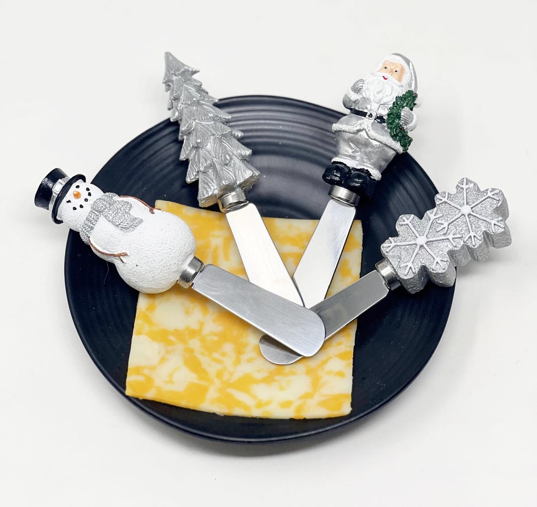 Handmade Christmas Cheese Spreader Set: Resin Silver Holiday Design - Etsy